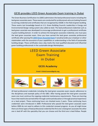 Ge3 s provides leed green associate exam training in dubai | PDF ...
