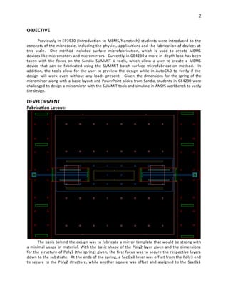 GE4230 micromirror SUMMIT project 1 | DOCX | Physics | Science