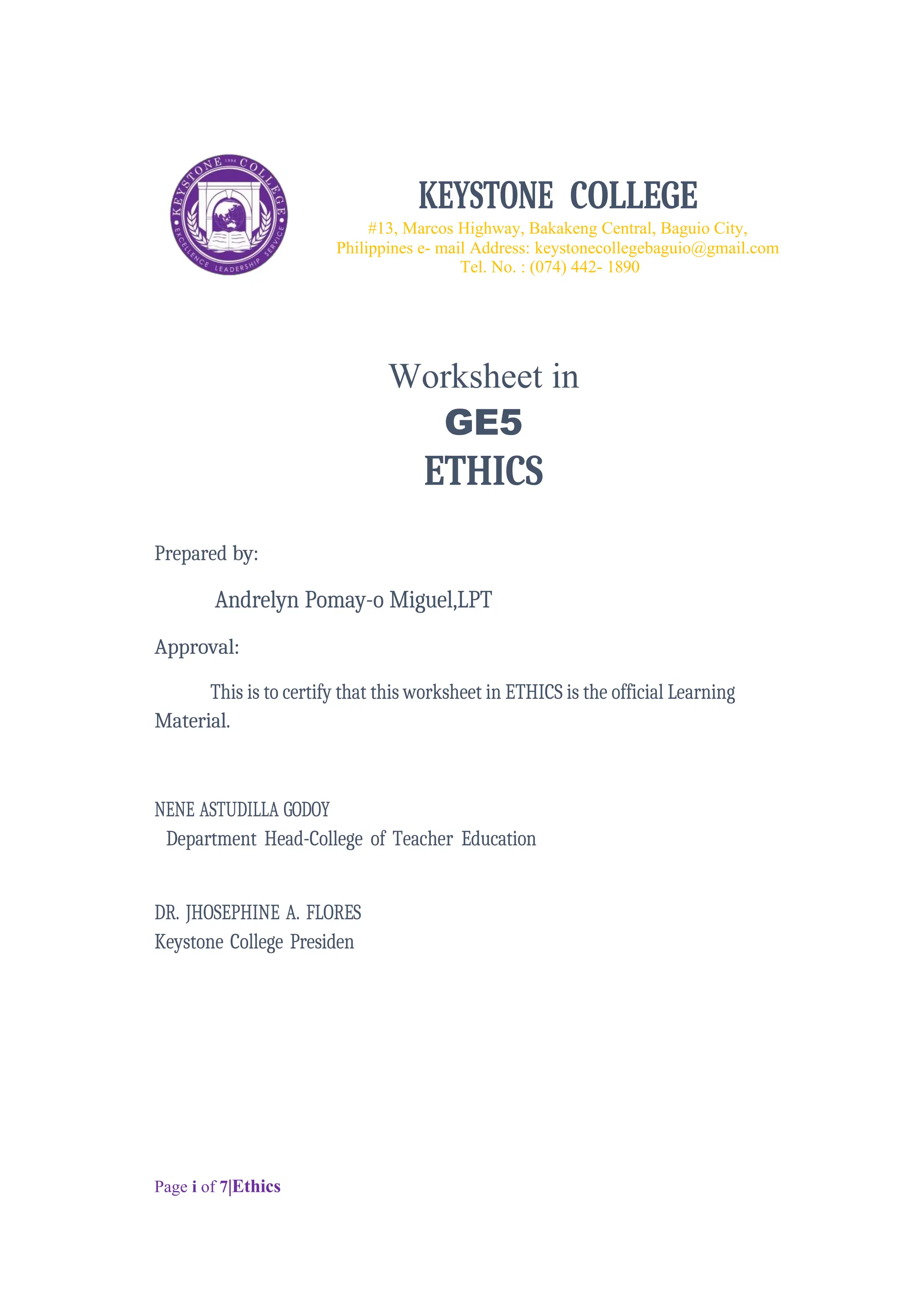 ethics decision making and awareness worksheet | DOCX