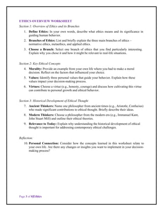 ethics decision making and awareness worksheet | DOCX