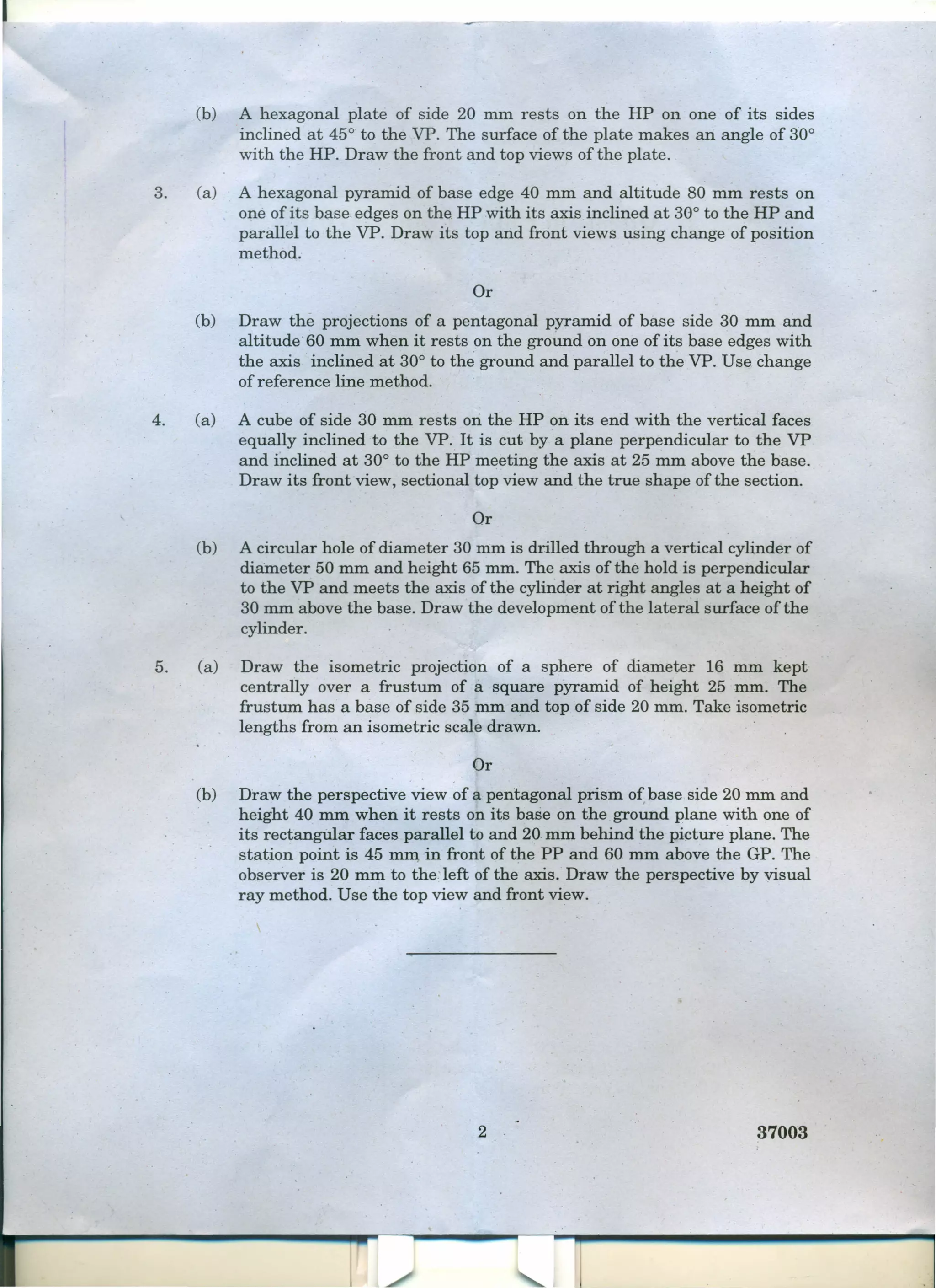 GE6152 Engineering Graphics JAN 2014 forenoon session | PDF