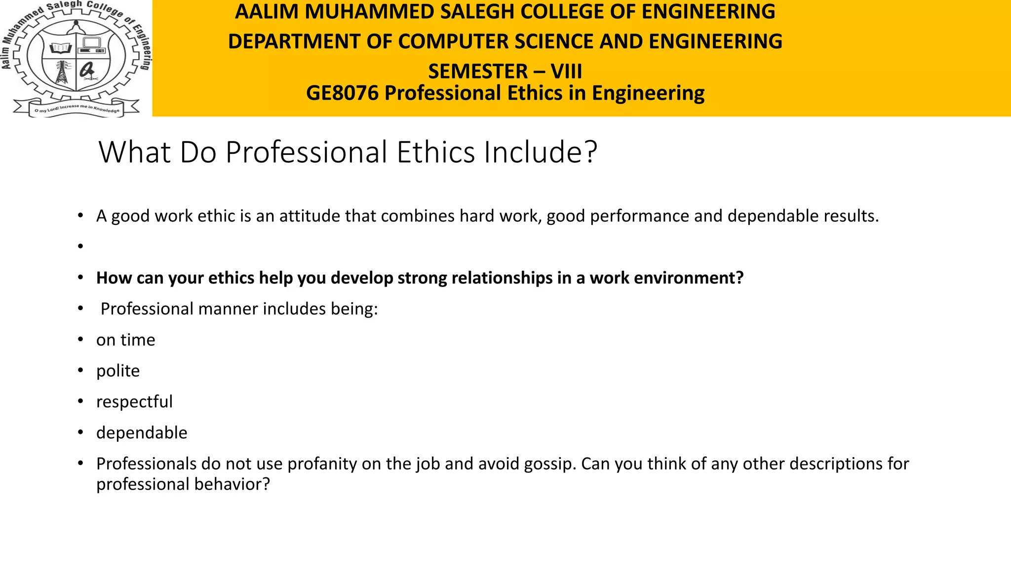 GE8076_PEE_UNIT - I T3 Work ethic.pptx | Undergraduate Education ...