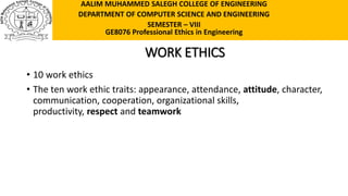 GE8076_PEE_UNIT - I T3 Work ethic.pptx | Undergraduate Education ...