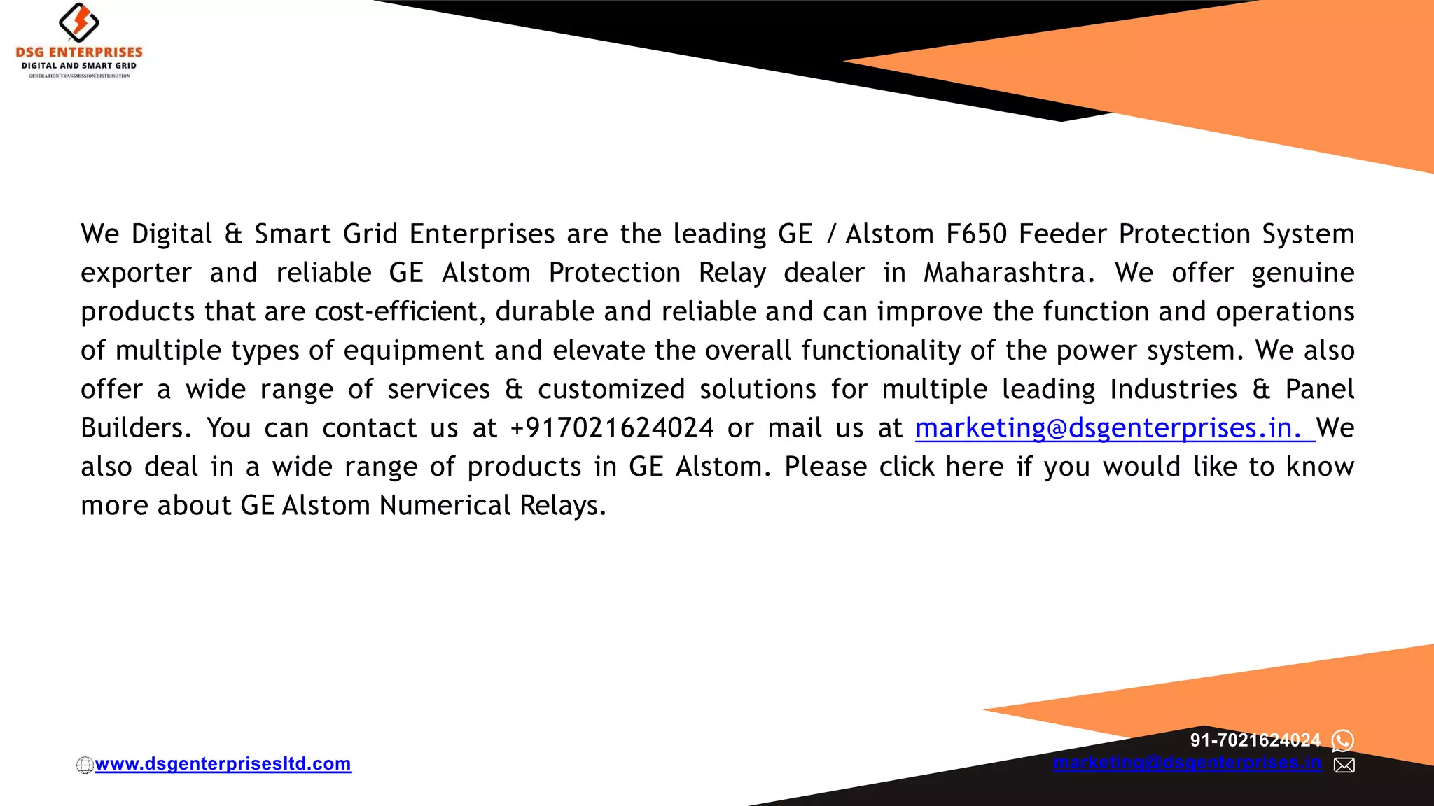 GE Alstom F650 Feeder Protection System.pptx