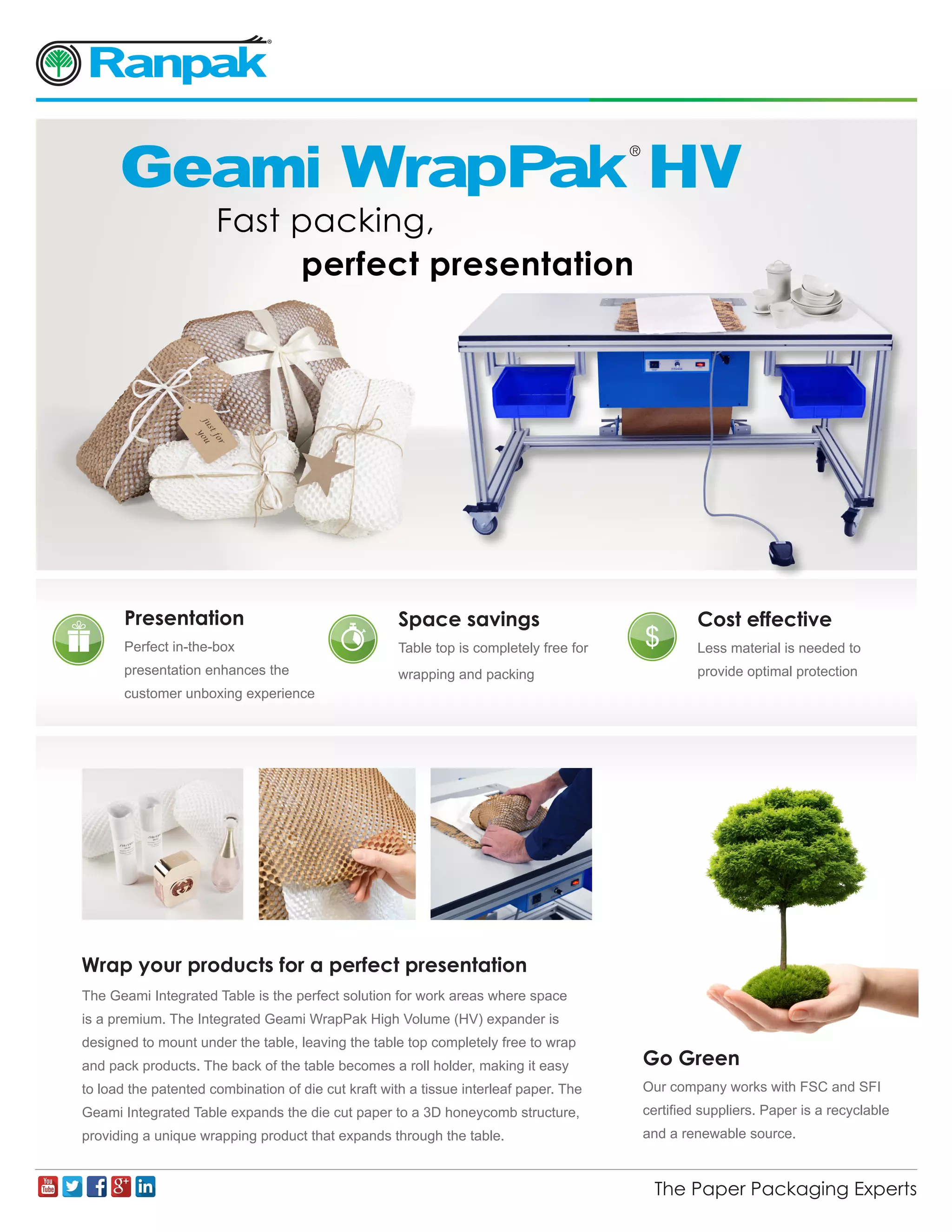 Ranpak Geami WrapPak HV integrated packing bench | PDF