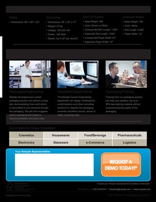 Ranpak Geami WrapPak HV integrated packing bench | PDF