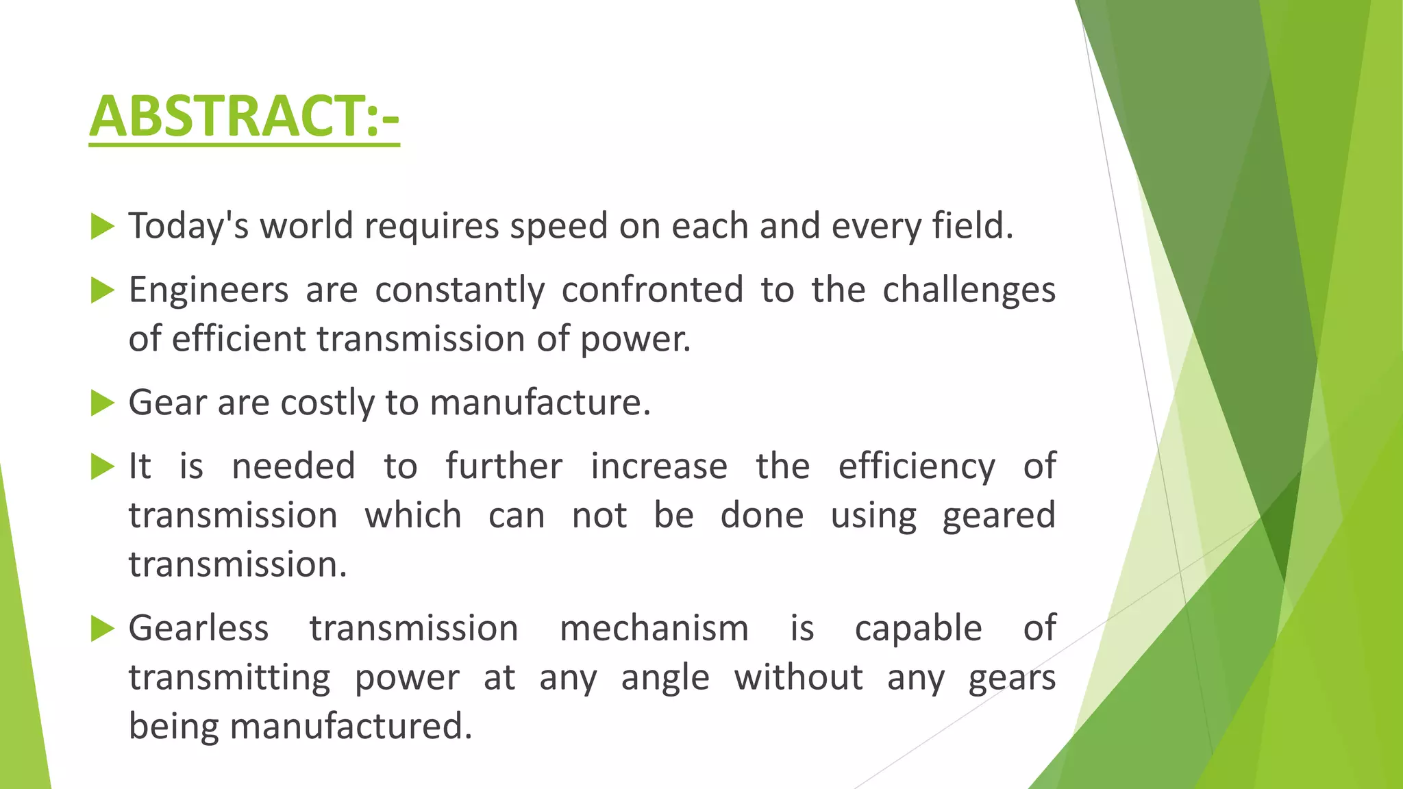 Gearless power transmission system | PPTX