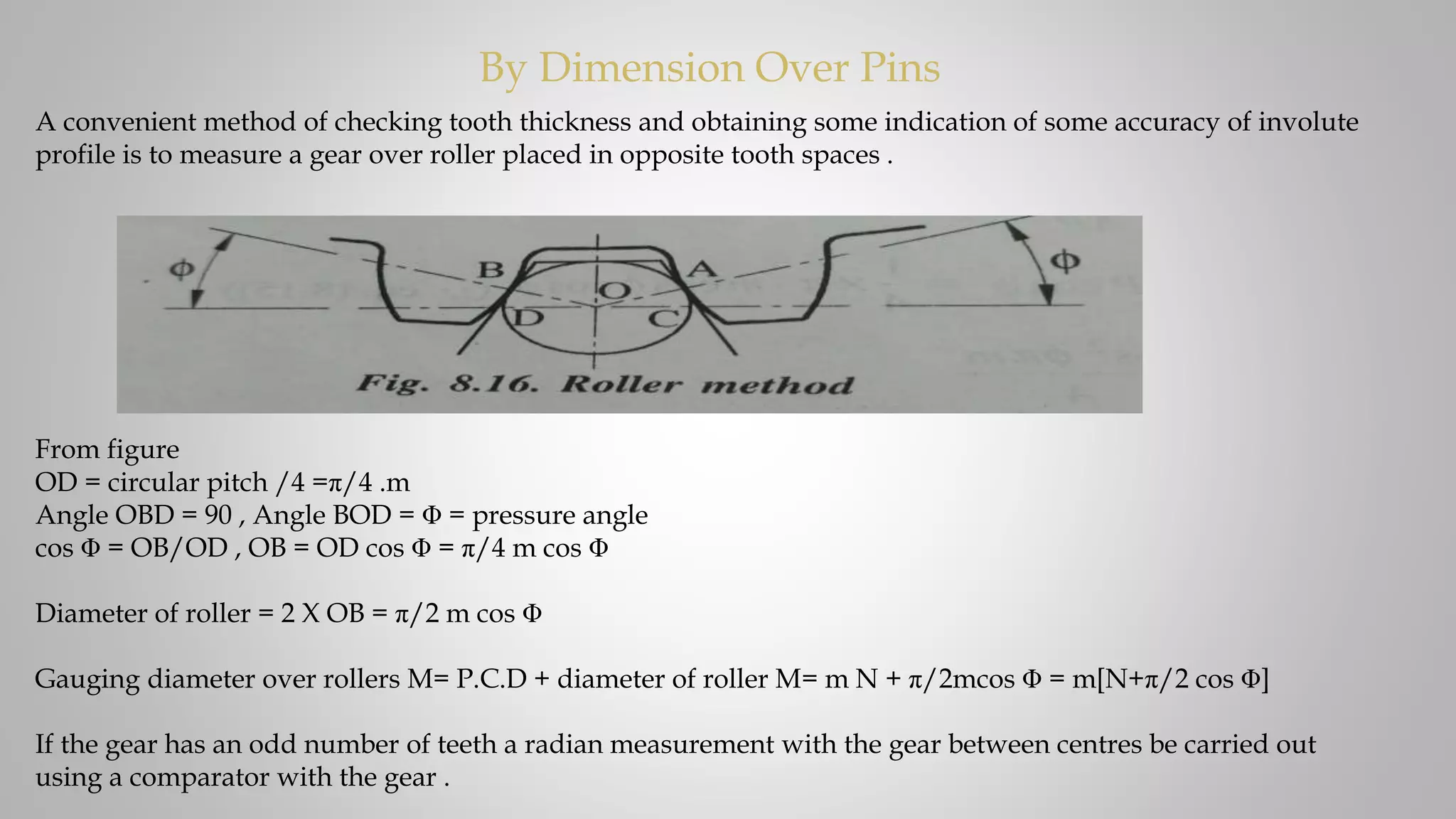 Gear measurements:- MECHANICAL MEASUREMENTS AND METROLOGY | PPTX