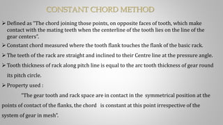 Gear measurements:- MECHANICAL MEASUREMENTS AND METROLOGY | PPTX