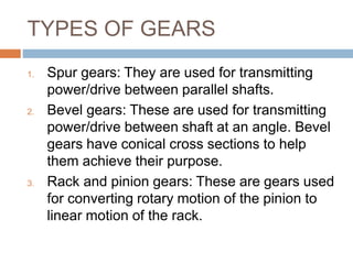 HOW GEARS FUNCTIONS AND THEIR USES BASES | PPTX