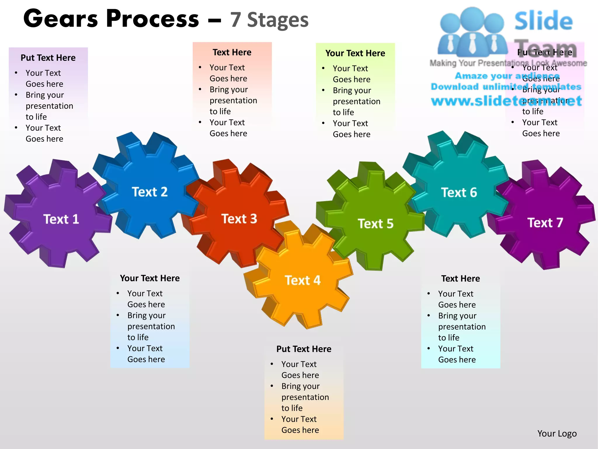 Gears process 7 stages powerpoint slides ppt templates | PPT