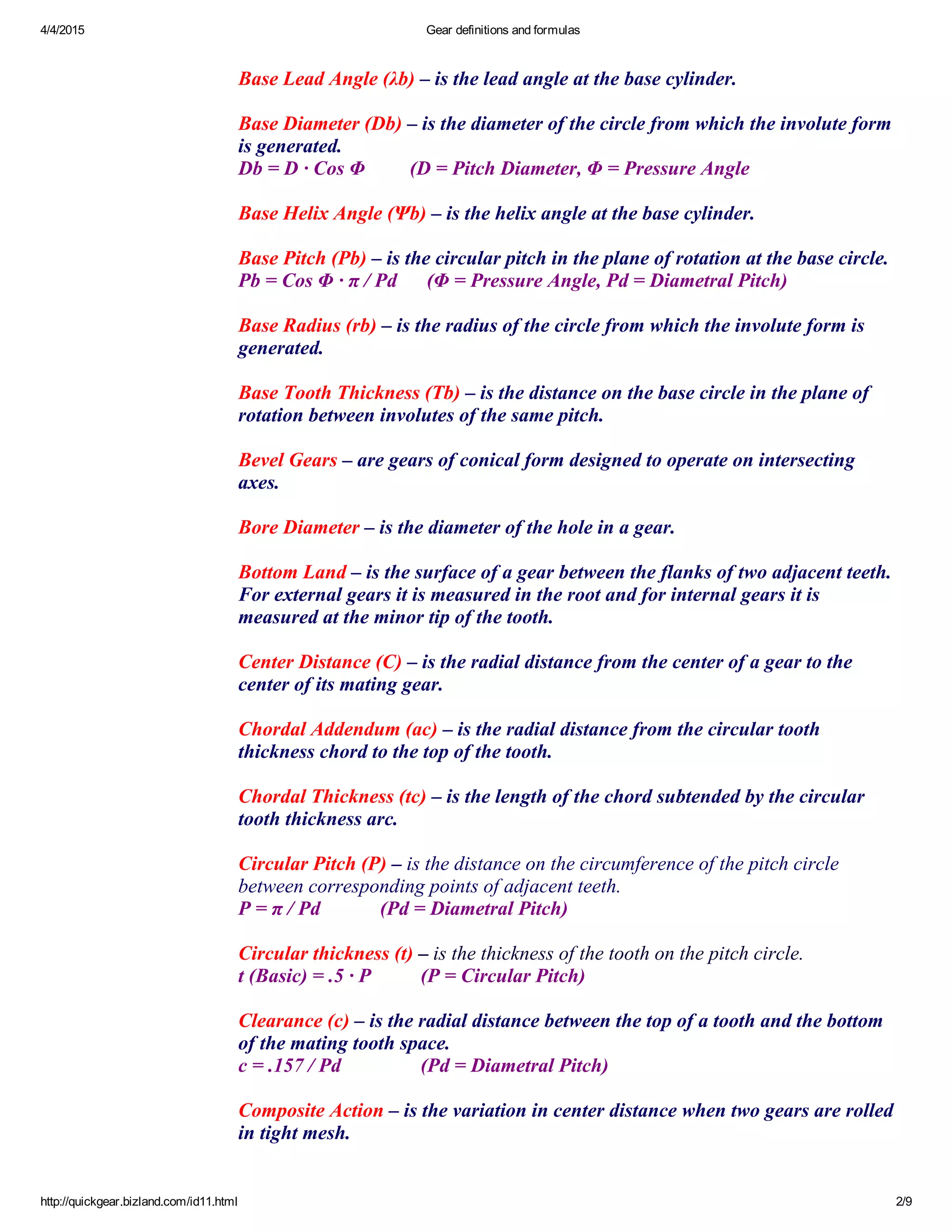 Gear terminology | PDF