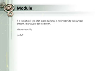 Gear terminology Mechanical 3rd Sem GTU | PPT