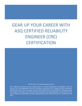 Gear up Your Career with ASQ Certified Reliability Engineer (CRE ...