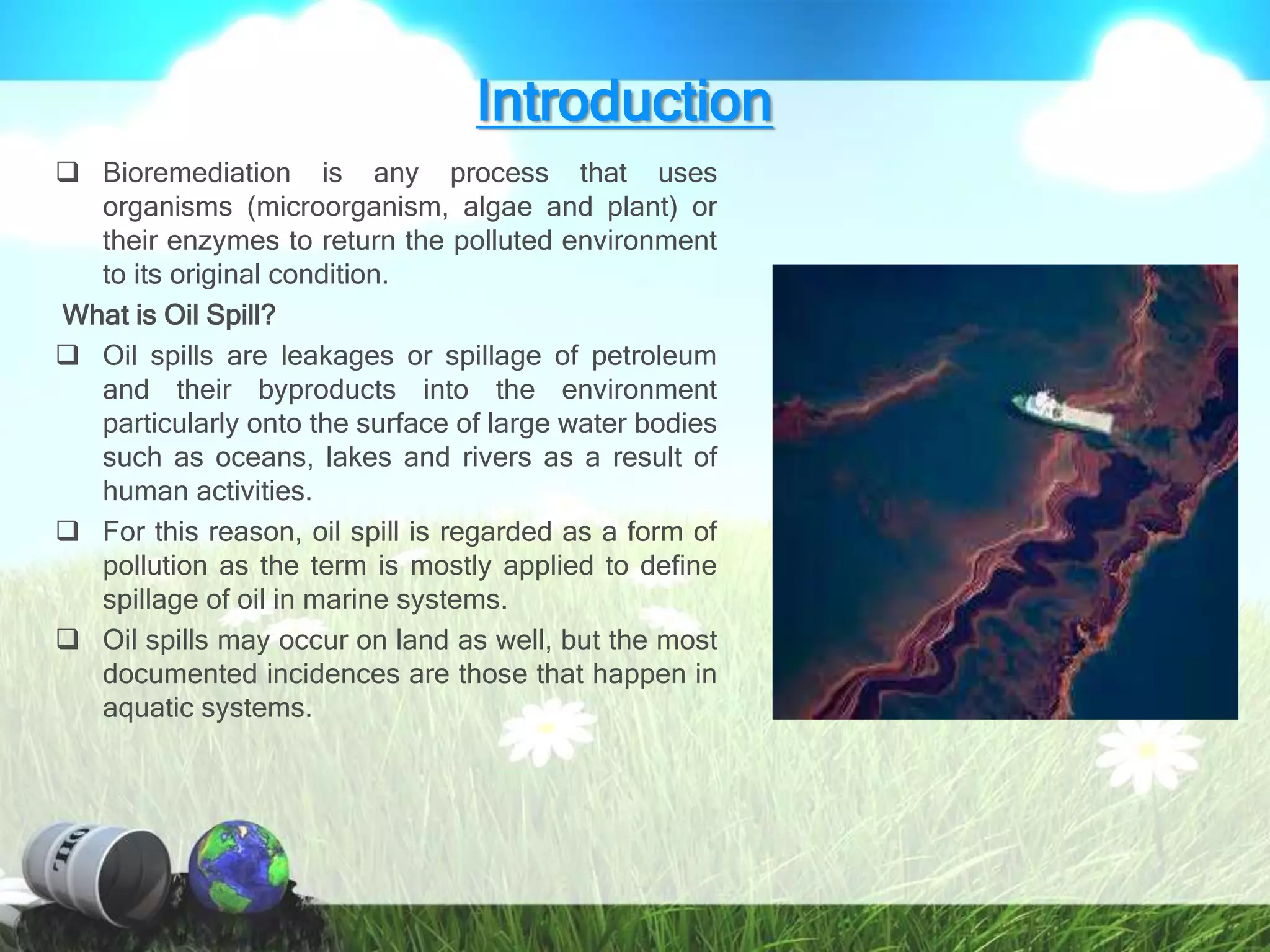 Bioremediation of Aquifers and Marine Oil Spills | PPTX