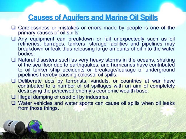 Bioremediation of Aquifers and Marine Oil Spills | PPTX | Science