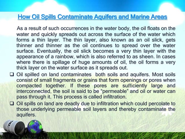Bioremediation of Aquifers and Marine Oil Spills | PPTX | Science