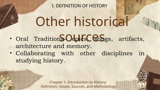 Introduction to history: definition, issues, sources, and methodology ...