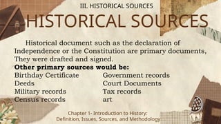 Introduction to history: definition, issues, sources, and methodology ...