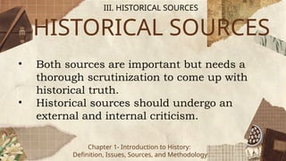 Introduction to history: definition, issues, sources, and methodology ...