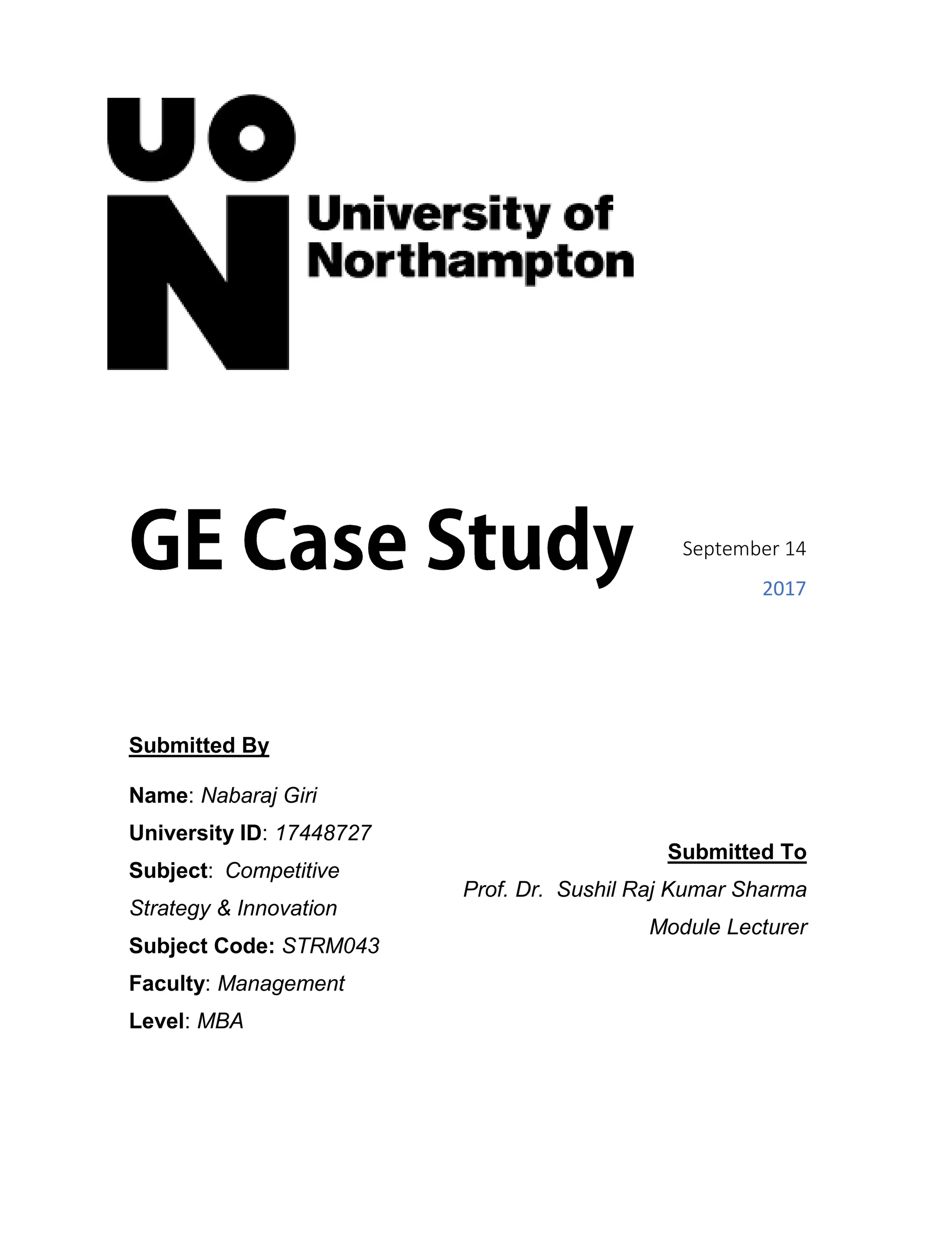 General Electric (GE) Case Study | PDF