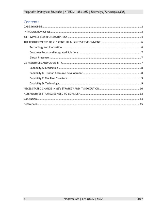 General Electric (GE) Case Study | PDF | Business Administration | Business