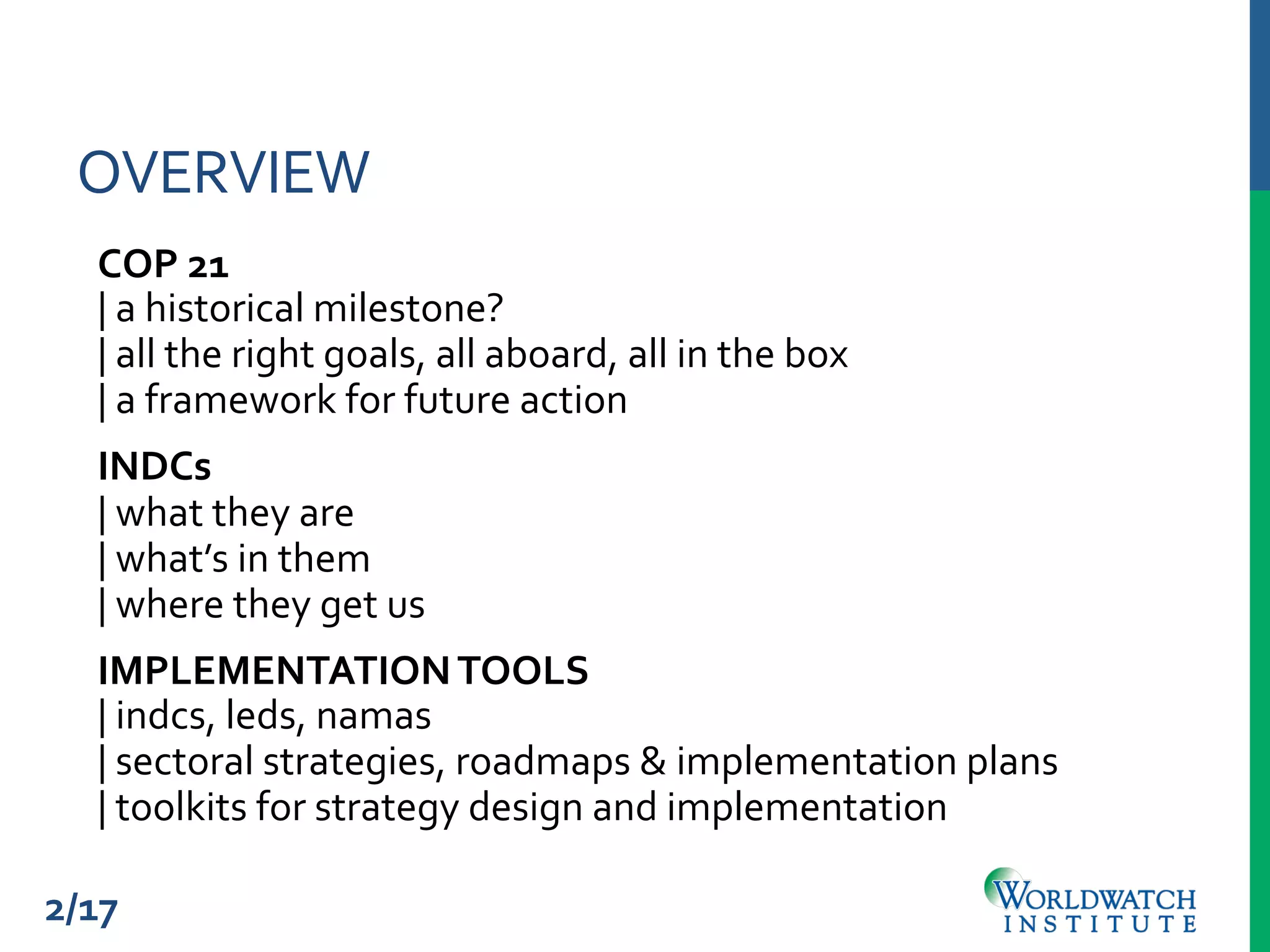 COP21, INDCs and Future Implementation Tools | PPT