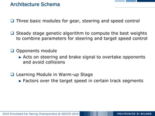 2010 Simulated Car Racing Championship @ GECCO-2010 | PPT