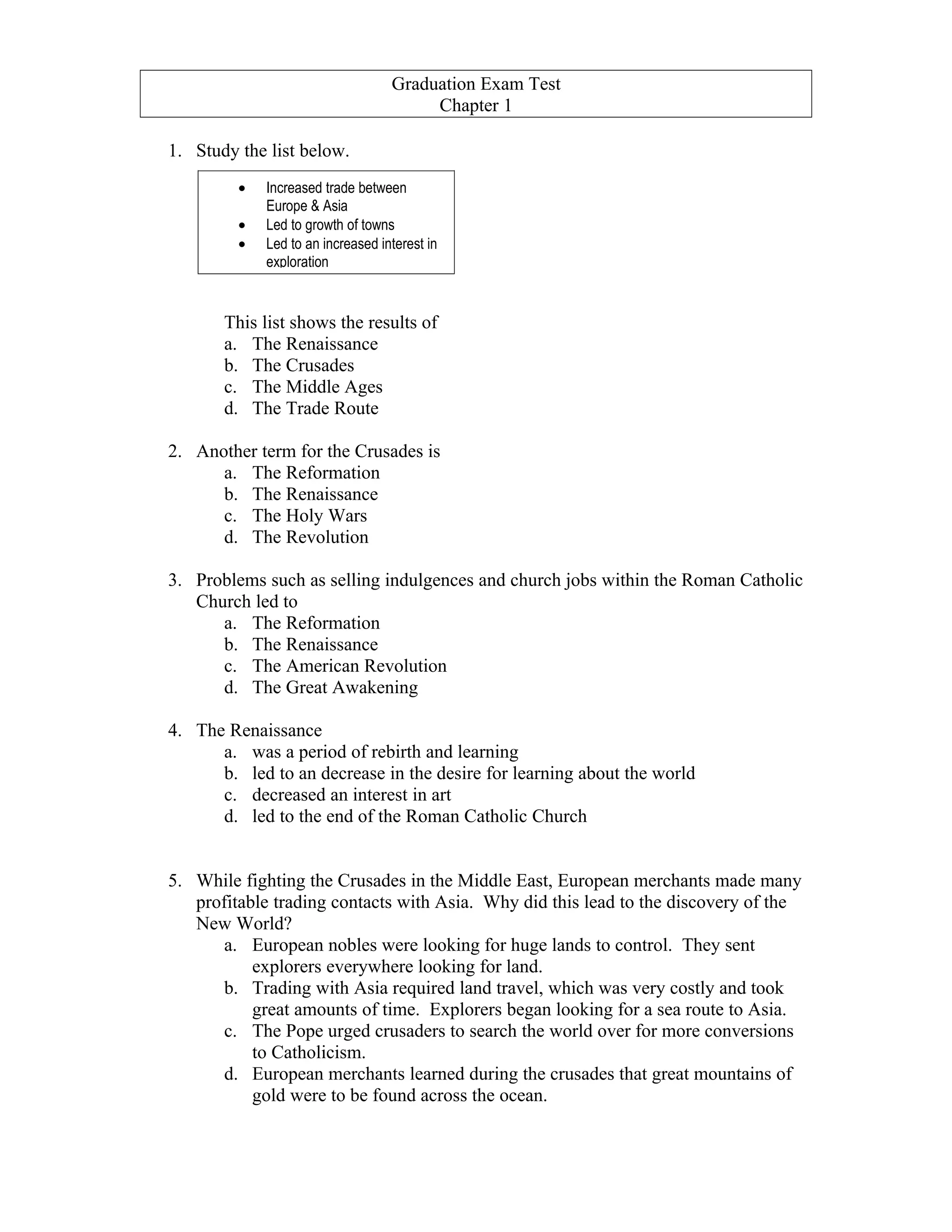 Alabama High School Grad Exam (History) ch 1 Test | DOC