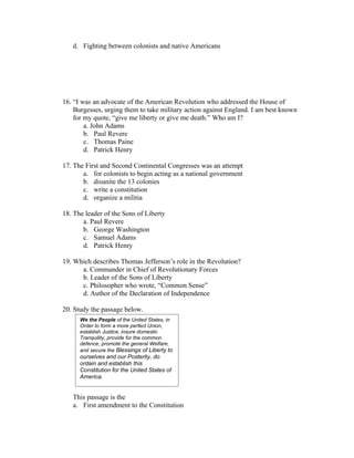 AHSGE Social Studies ch 2 test | DOC