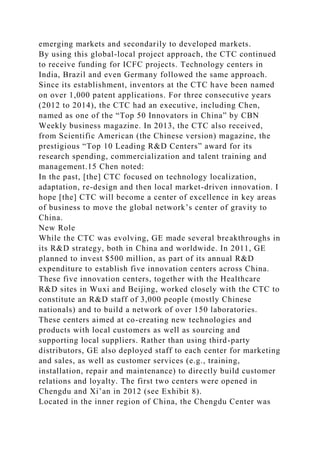 GE CHINA TECHNOLOGY CENTER EVOLVING ROLE IN GLOBAL INNOVATIONHa.docx