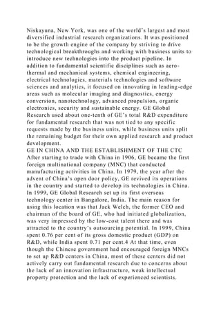 GE CHINA TECHNOLOGY CENTER EVOLVING ROLE IN GLOBAL INNOVATIONHa.docx