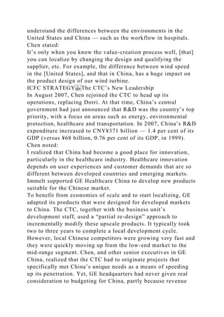 GE CHINA TECHNOLOGY CENTER EVOLVING ROLE IN GLOBAL INNOVATIONHa.docx