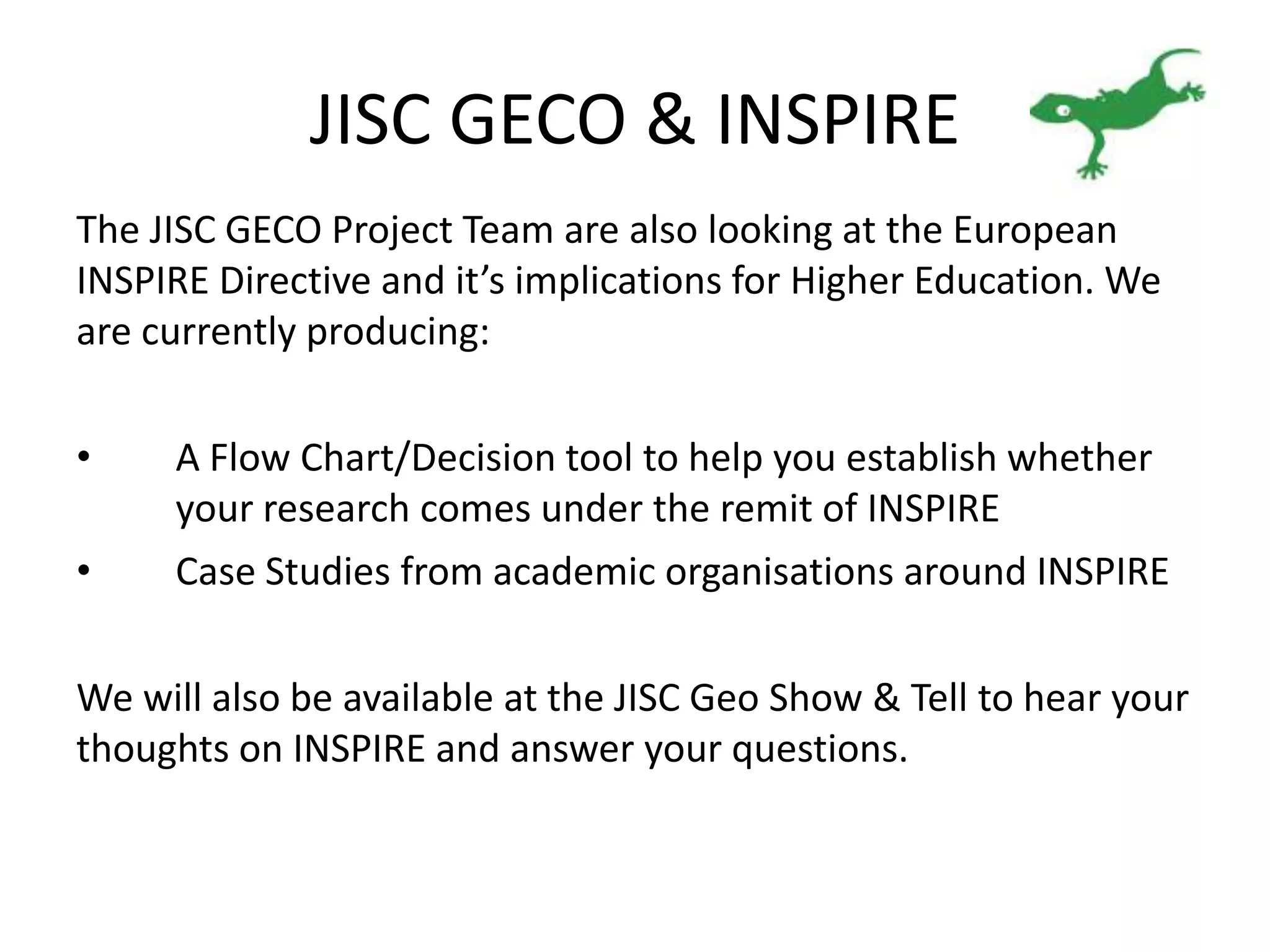 Introduction to the JISC GECO Project - Nicola Osborne, JISC GECO | PPT