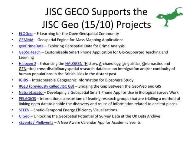 Introduction to the JISC GECO Project - Nicola Osborne, JISC GECO | PPT