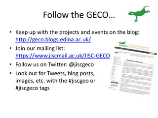 Introduction to the JISC GECO Project - Nicola Osborne, JISC GECO | PPTX | Technology & Computing
