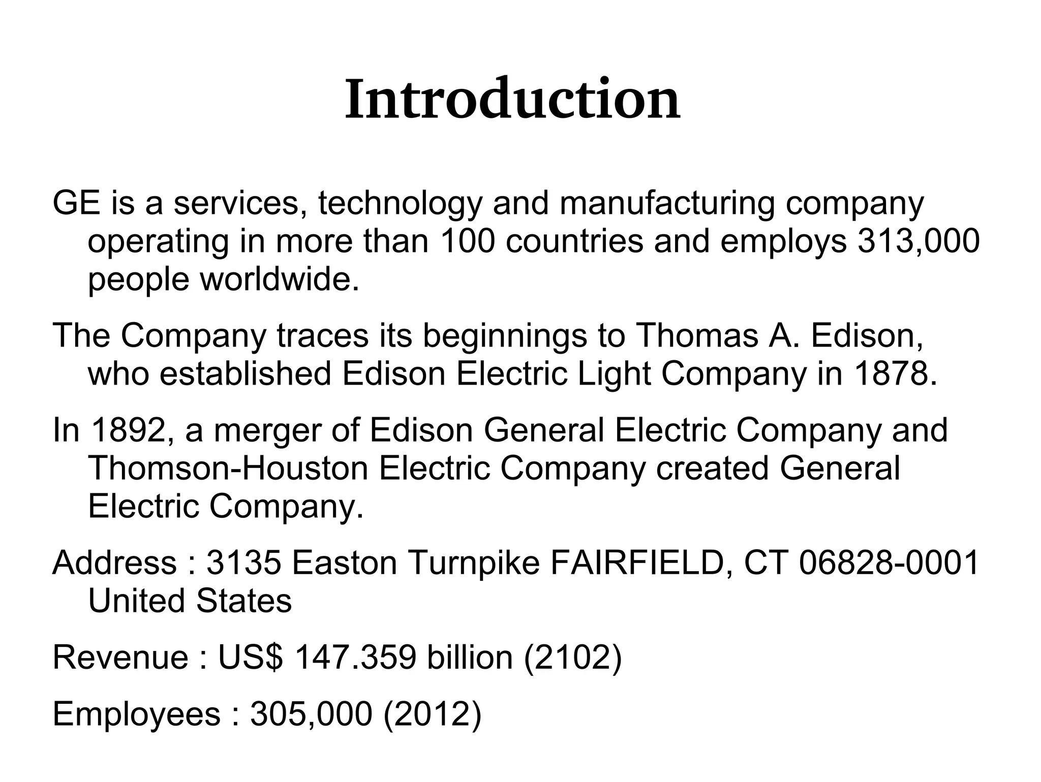 Ge company profile | PPT