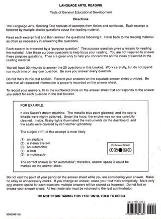 GED, Language Arts, Reading | PDF