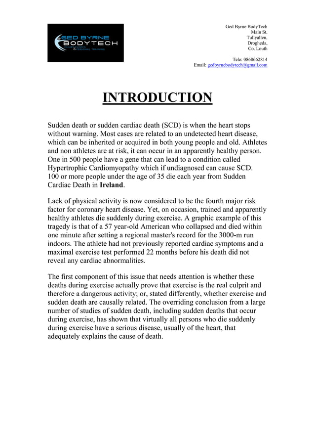 Sudden Death & Exercise Information | PDF