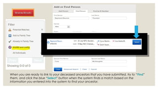 Gedcom uploads and copying to family tree | PPT | Genetics | Science