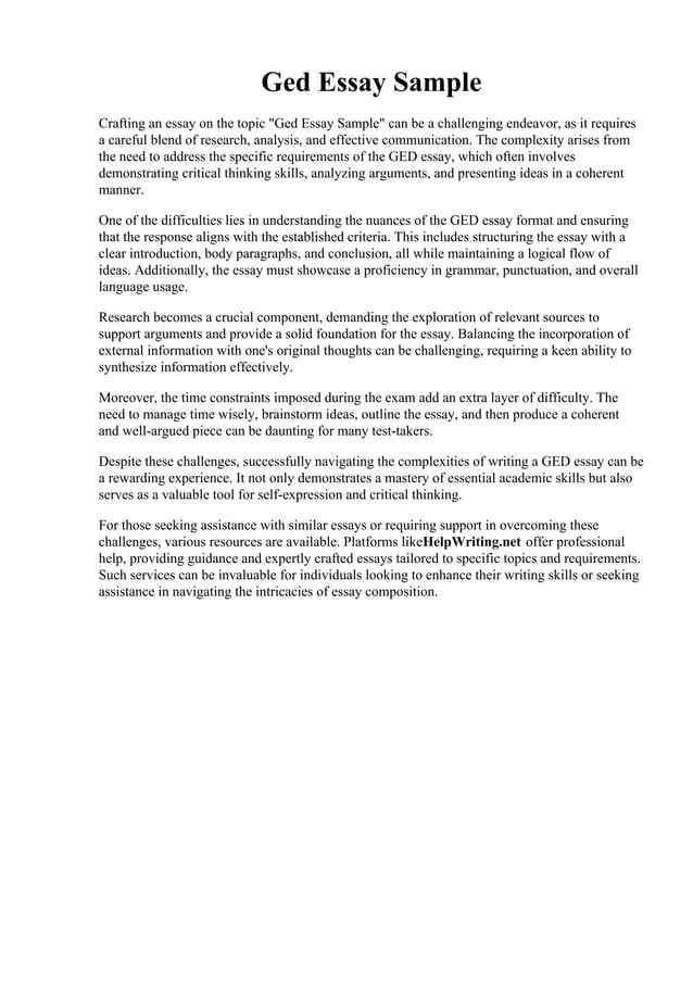 Ged Essay Sample. . 005 P1 Essay Example Ged Thatsnotus | PDF