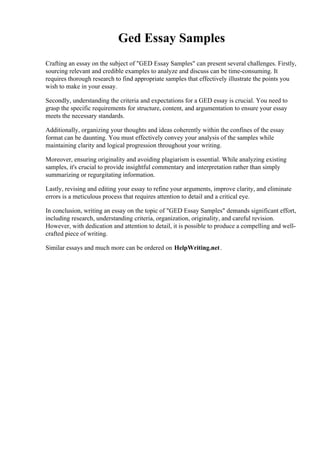 Ged Essay Samples | PDF