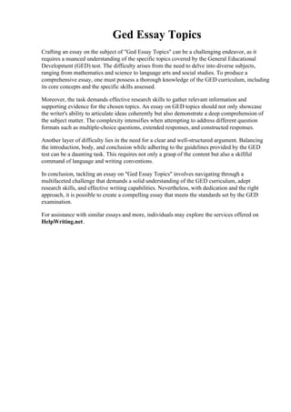 Ged Essay Topics | PDF | Business | Business and Finance