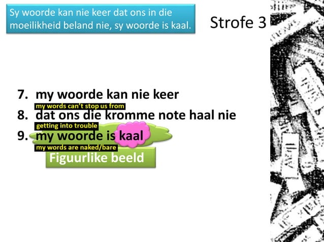 Gedig Woorde Graad 10 Afrikaans Eerste Addisionele taal | PPTX