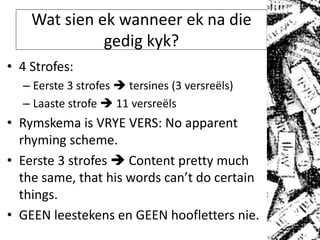 Gedig Woorde Graad 10 Afrikaans Eerste Addisionele taal | PPTX