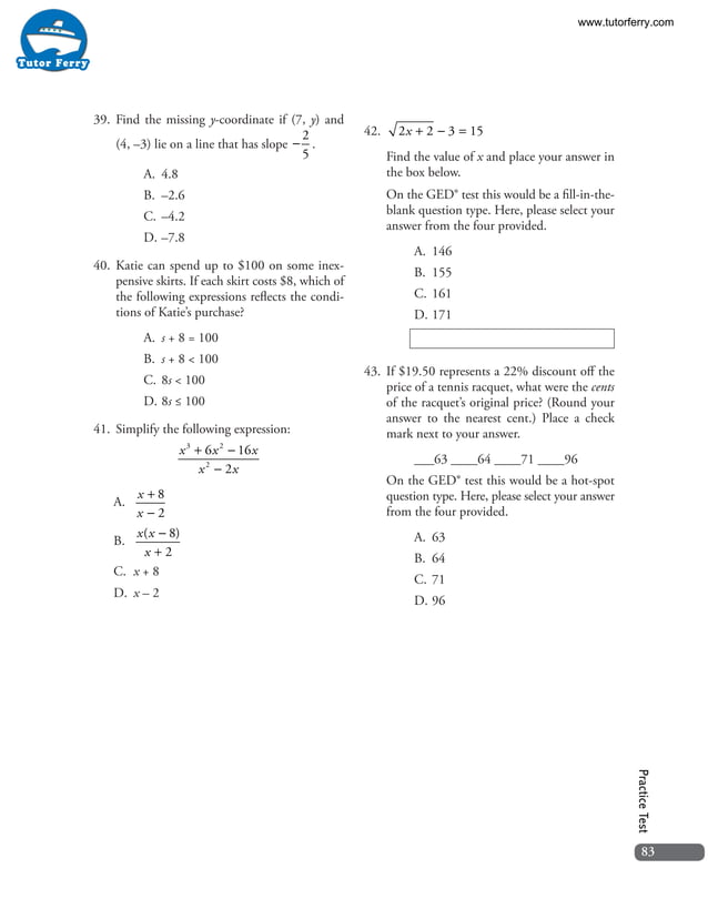 Ged Mathematical Test | PDF