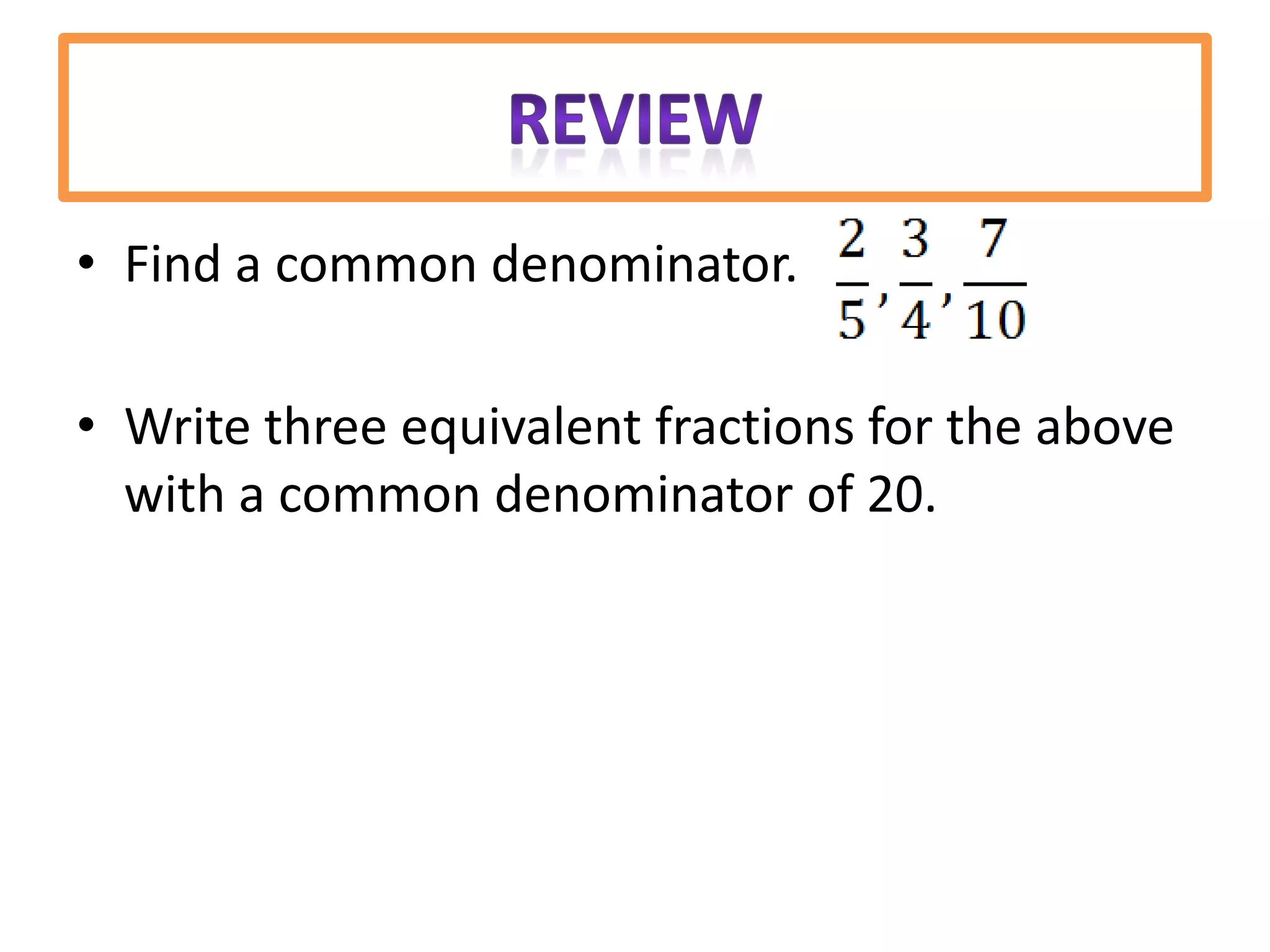 8:00 GED Math Wednesday Fractions | PPTX