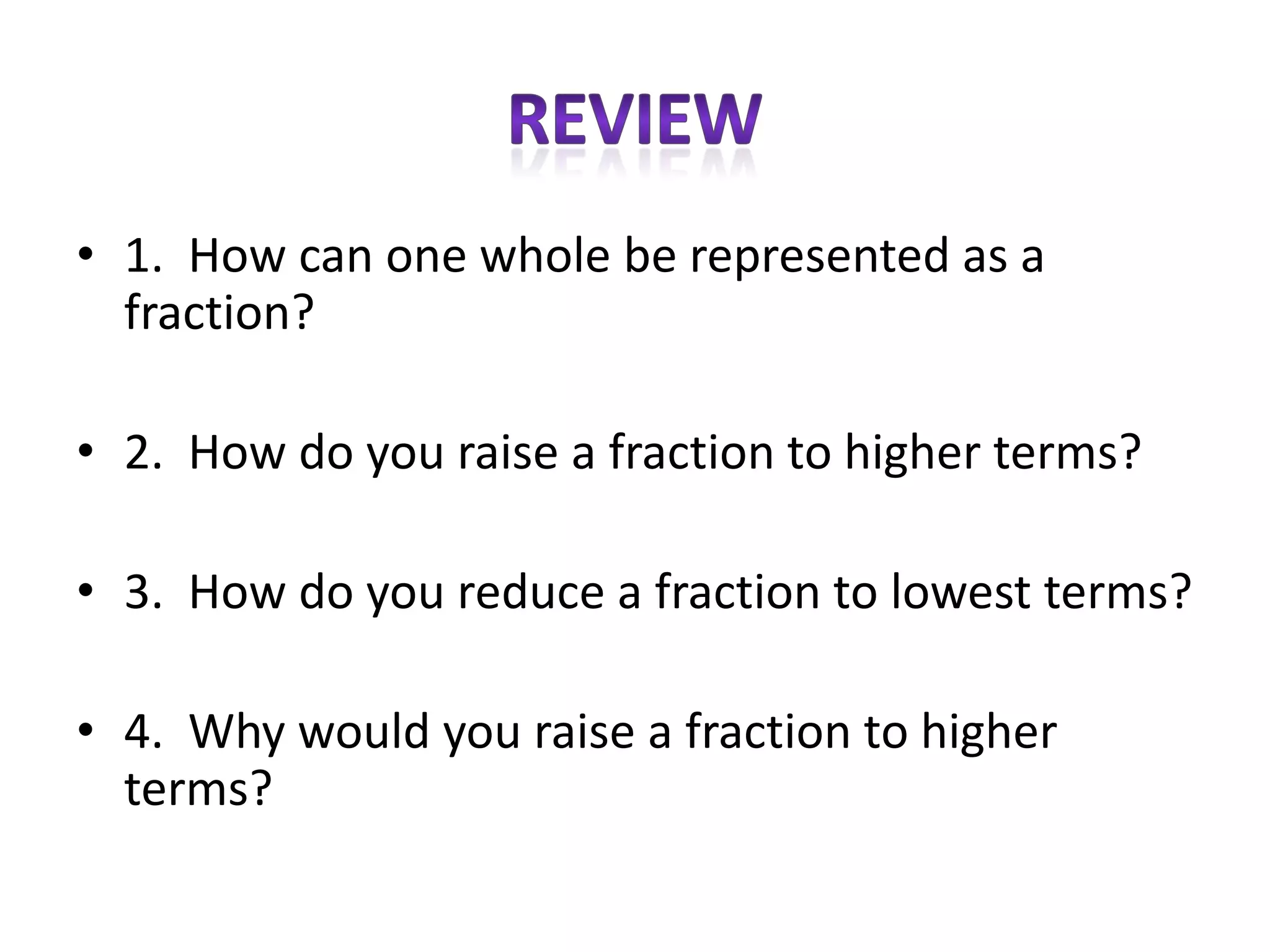 8:00 GED Math Wednesday Fractions | PPTX