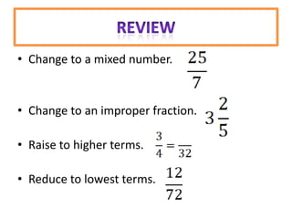8:00 GED Math Wednesday Fractions | PPTX