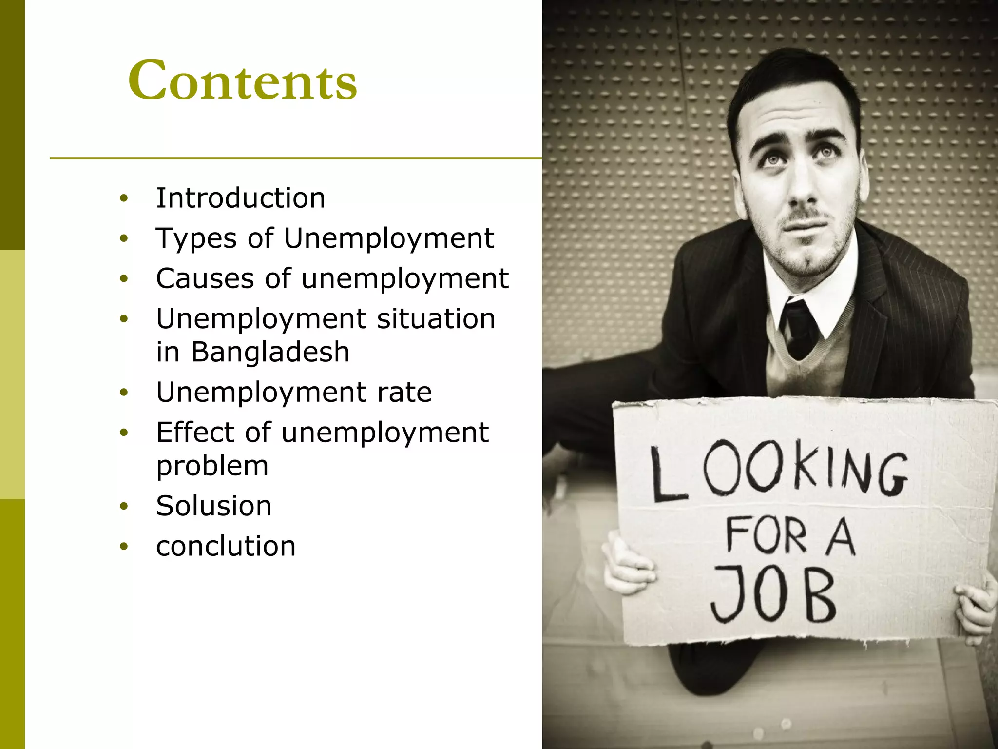 UNEMPLOYMENT PROBLEM IN BANGLADESH PRESENTATION | PPT